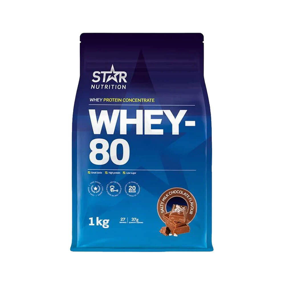 Köp Star Nutrition Whey-80, 1 kg (Candy Cane) hos | Tillskottsb