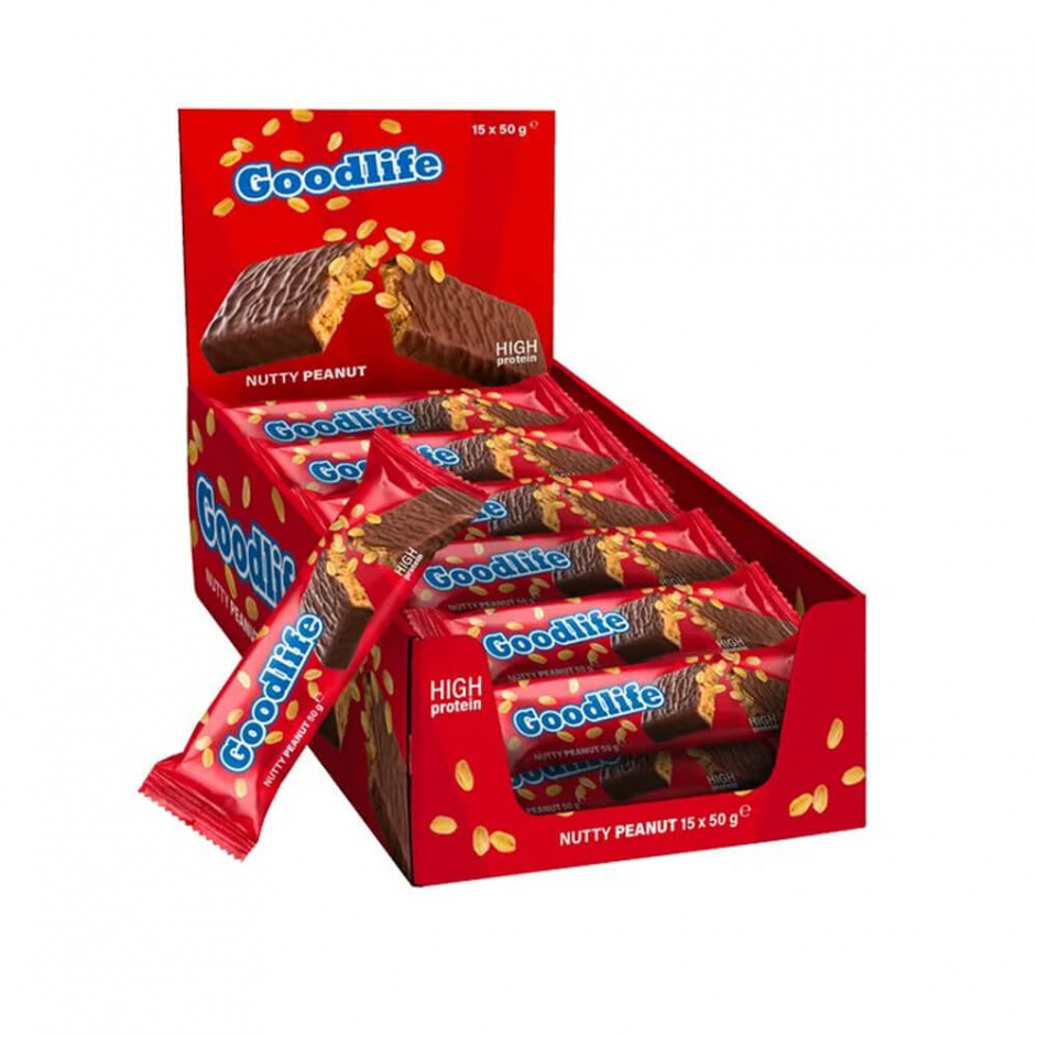 Köp 15 x Goodlife Proteinbar, 50 g (Nutty Peanut) hos | Tillsko