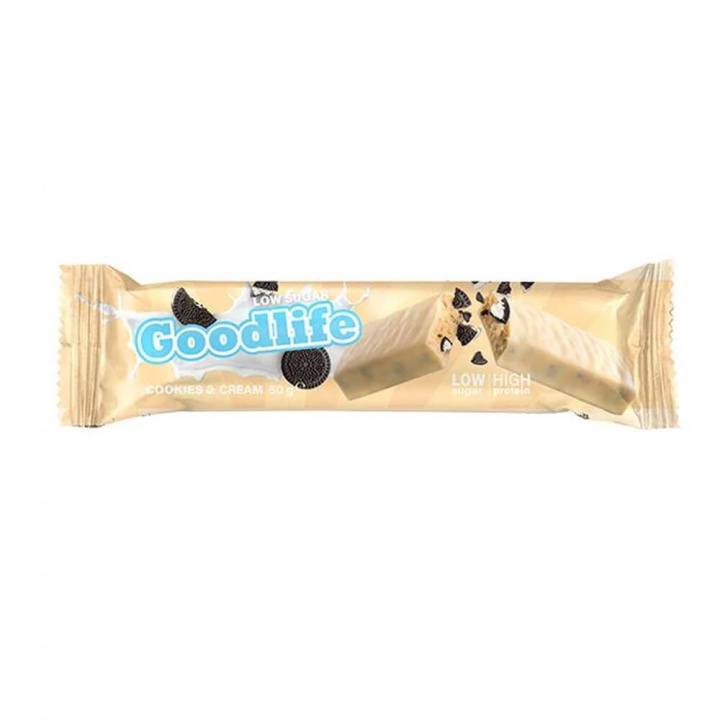 Köp Goodlife Proteinbar LOW SUGAR, 50 g (Cookies & Cream) hos