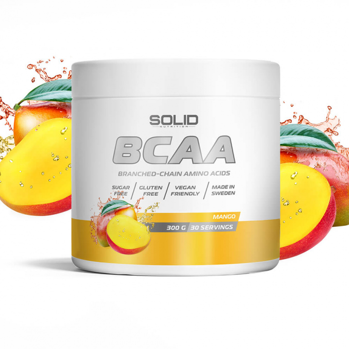 Köp SOLID Nutrition BCAA, 300 g (Mango) hos | Tillskottsbolaget
